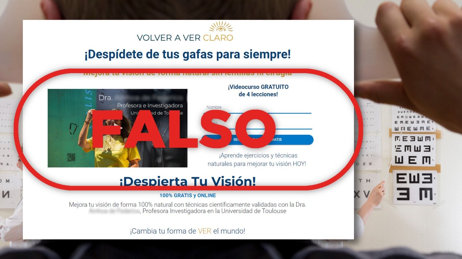 Curso falso de visión natural: no corrige problemas oculares