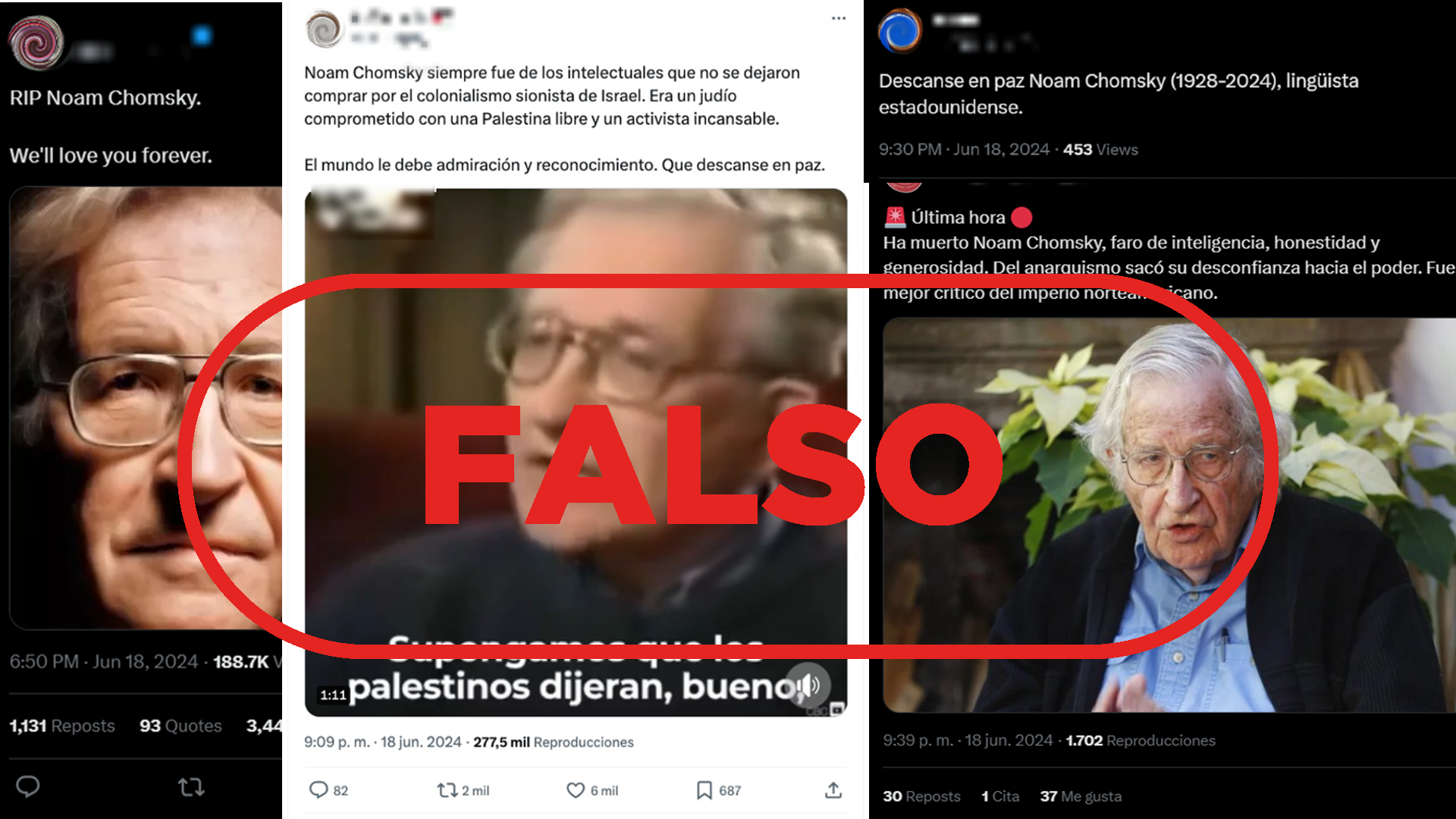 Noam Chomsky no ha muerto el 18 de junio, es falso
