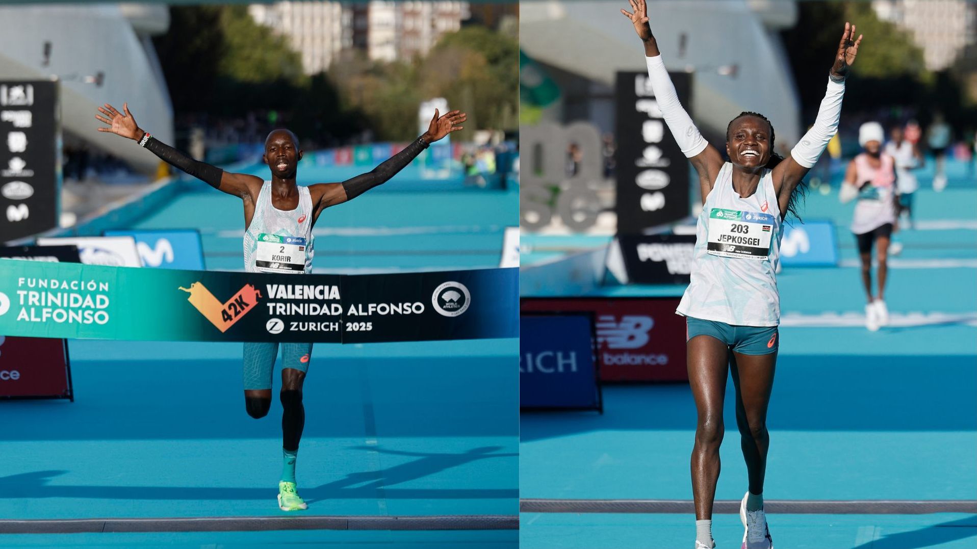 Korir y Jepkosgei ganan en la maratón de Valencia 2025