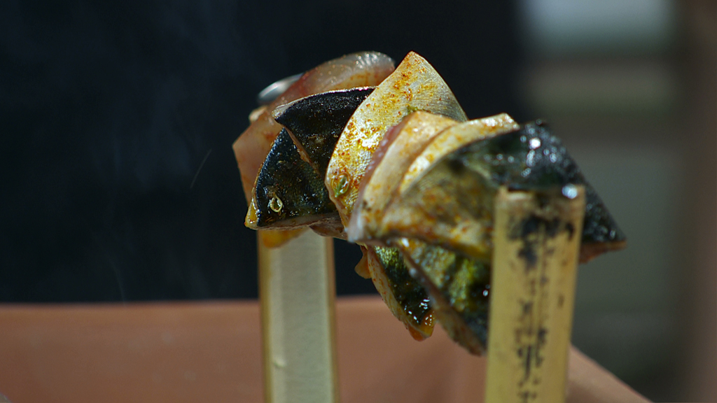 Receta de espeto de caballa/espeto de calamar