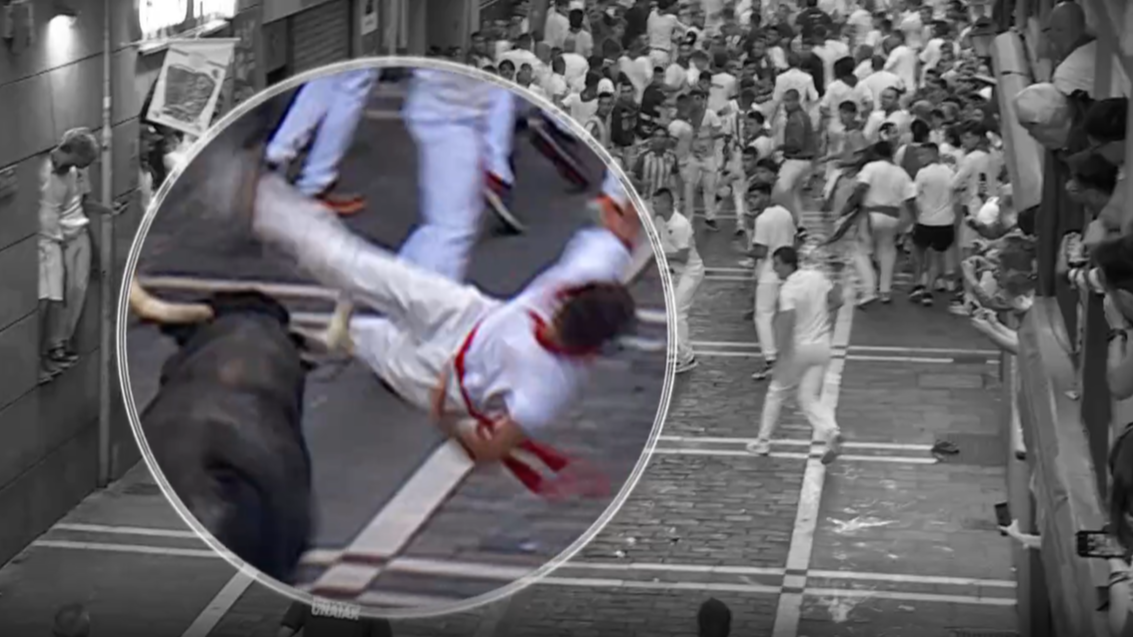 Segundo encierro de San Fermín 2025 al detalle: vídeo cámara lenta