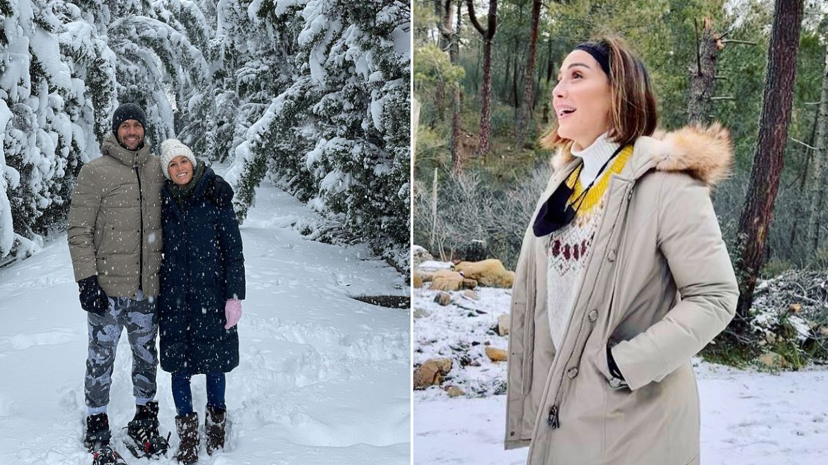 Tamara Falcó retira la nieve de su casa junto a Ana Boyer y Fernando ...