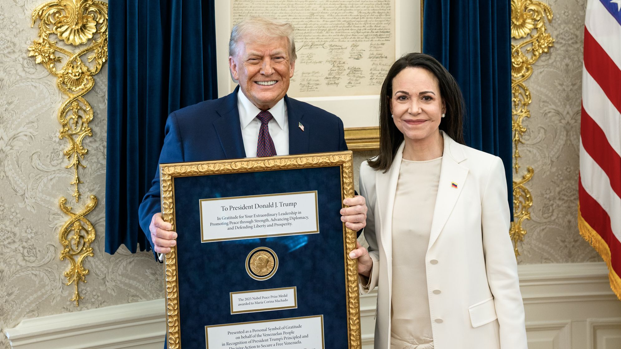 María Corina Machado ofrece a Donald Trump el Nobel de la paz