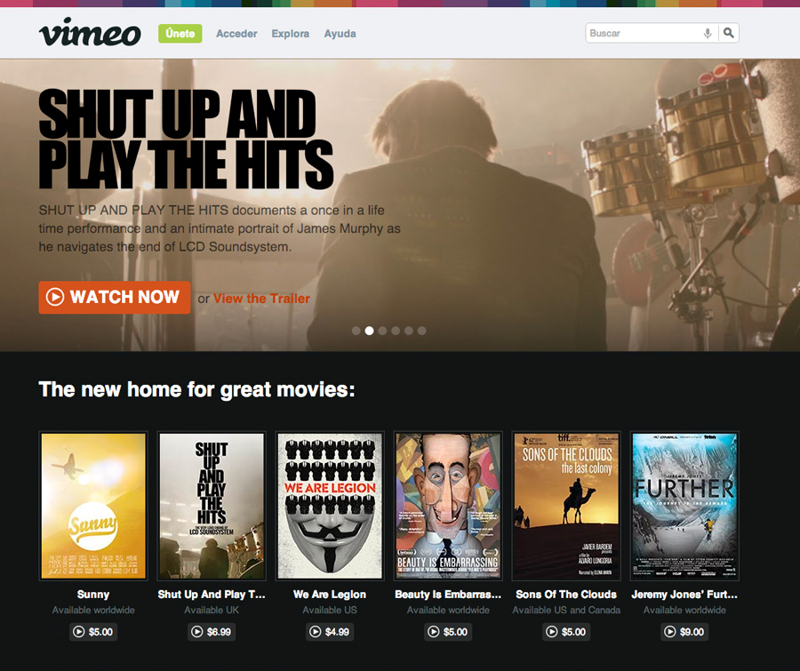 Vimeo enseña su videoclub de "pago por visión" en internet
